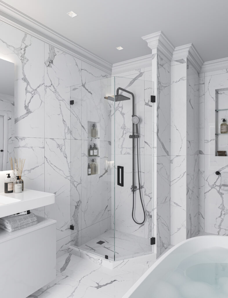 Angle Shower Door With Side Return Panel - The Glass Company NYC: Glass ...