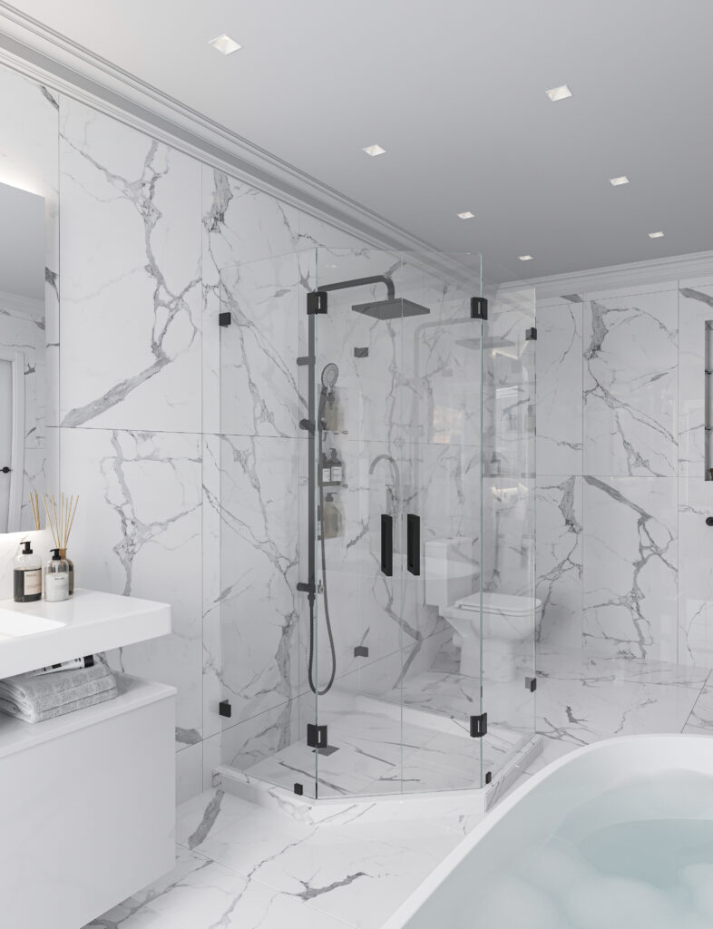 Booth Corner Shower With Side Panel With Dual Glass Door - The Glass ...